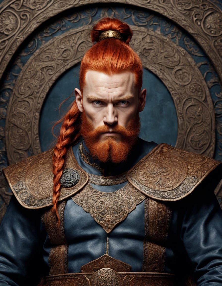 Nordic Viking Jarl with Red Hair and Regal Attire - AI Art