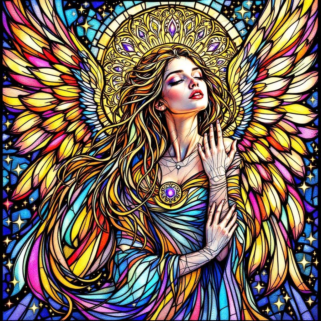 Hyper realistic very a very beautiful angel with intense heavenly ...