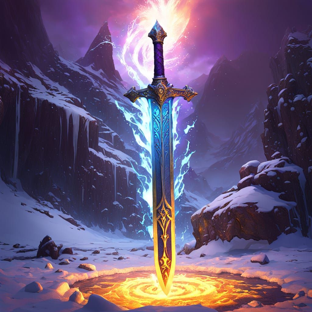 Elemental Sword - Ethereal Dual-Elemental Sword in Dark Fant...