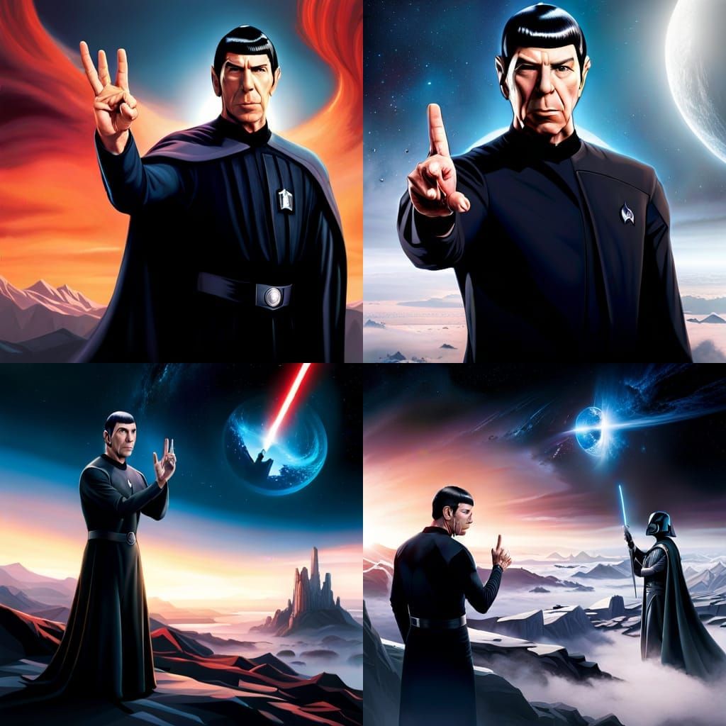 Spock trying to show Darth Vader the Vulcan peace sign. Epic cinematic ...