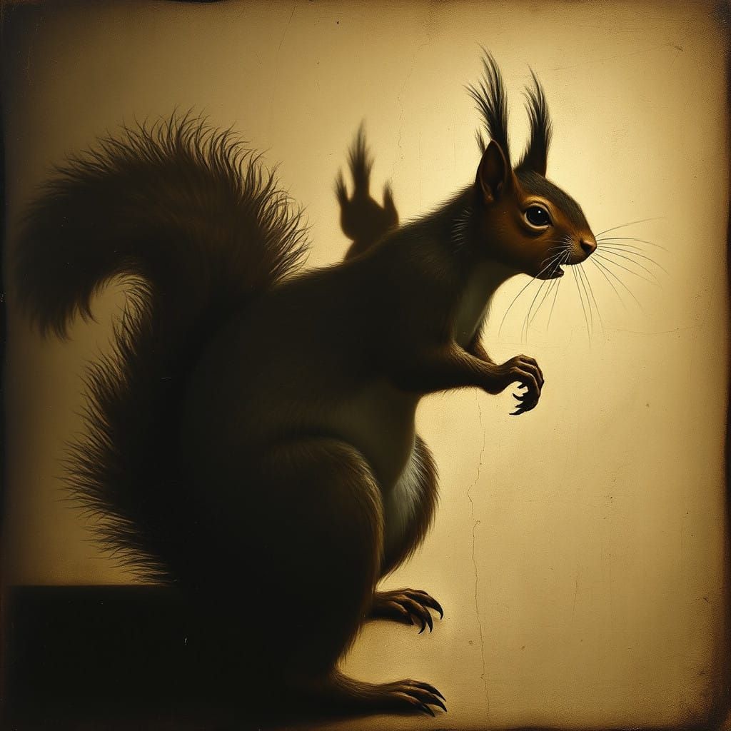 Mysterious Avenging Squirrel Silhouette in Flicker... - AI Art