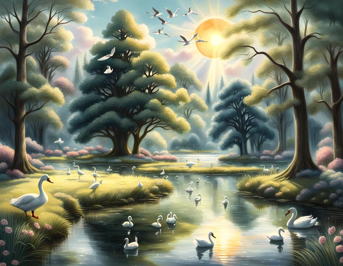 Ausflug an den See. - Peaceful Lakeside Scene in Whimsical W...