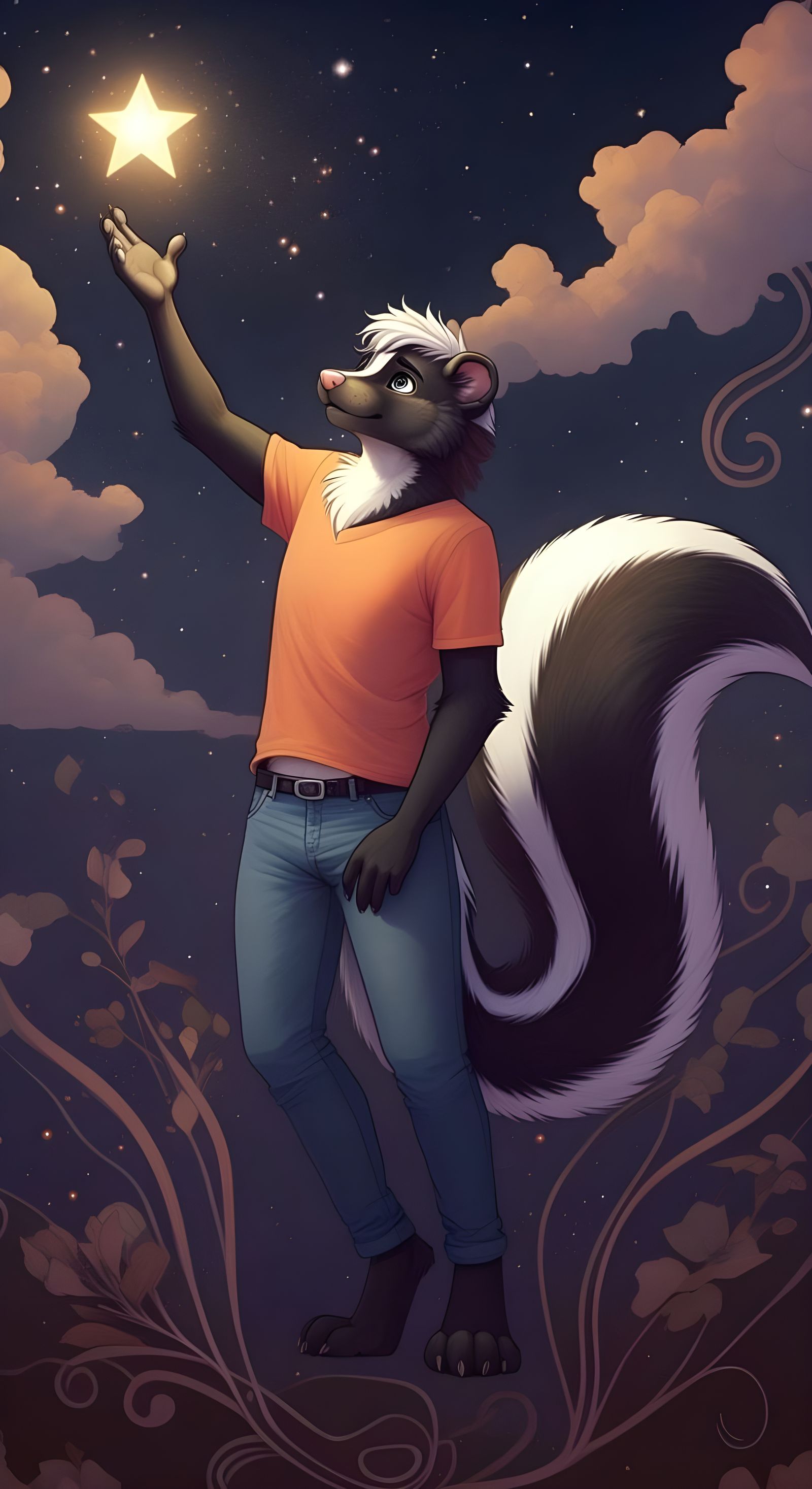 Reaching For a Star - Anthropomorphic Skunk Reaches for the ...