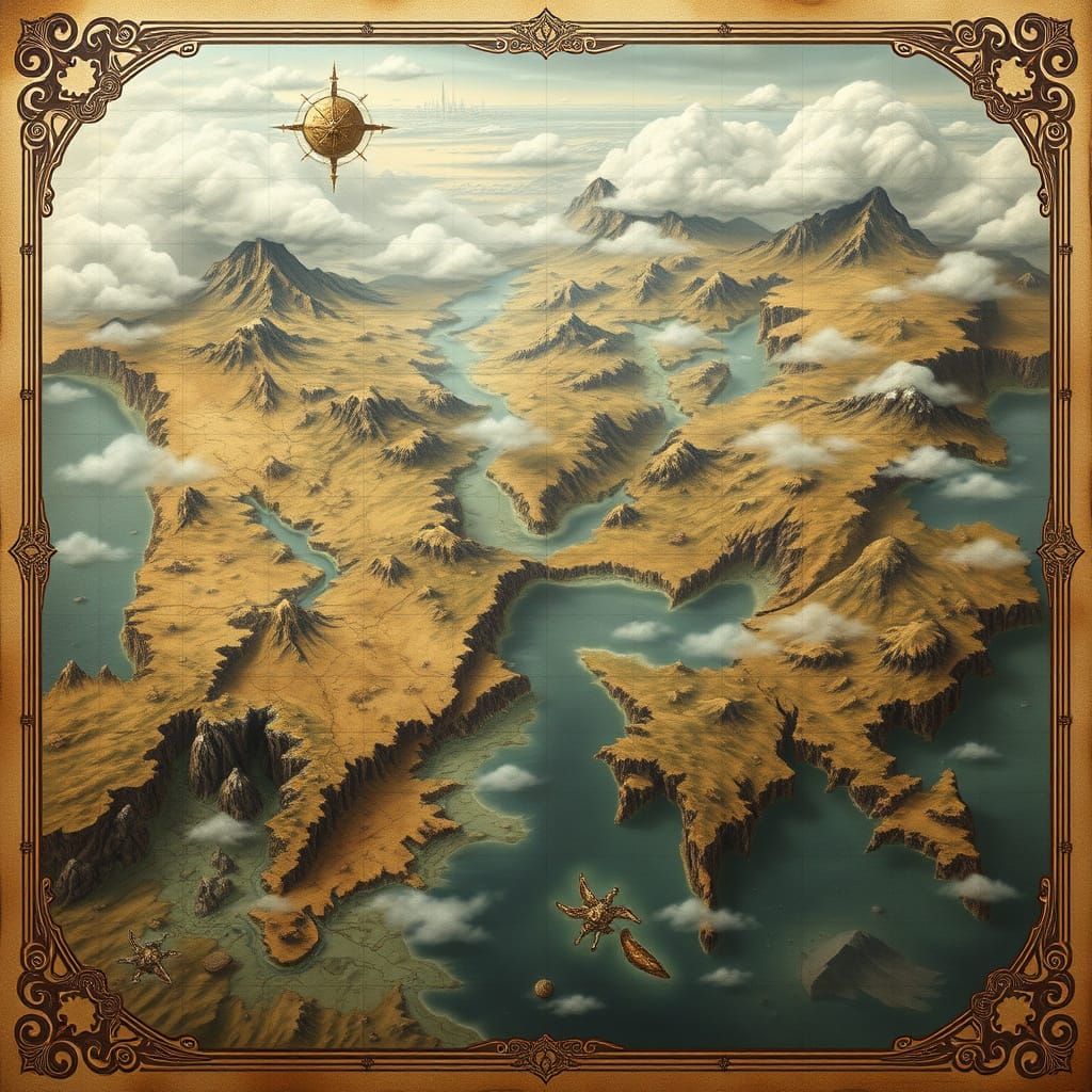 A fantasy world map - Fantasy World Map in Mysterious, Dream...