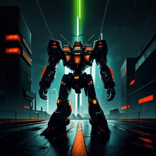 Cyberpunk Mecha Pilots Unleash Titanized Fury in D... - AI Art