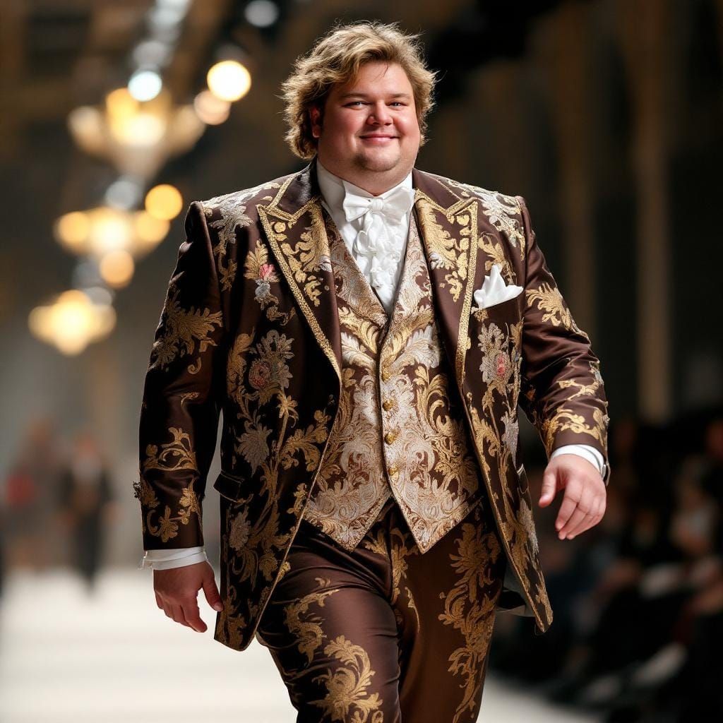 Plus Size Model in a Rococo Inspired Suit 250616