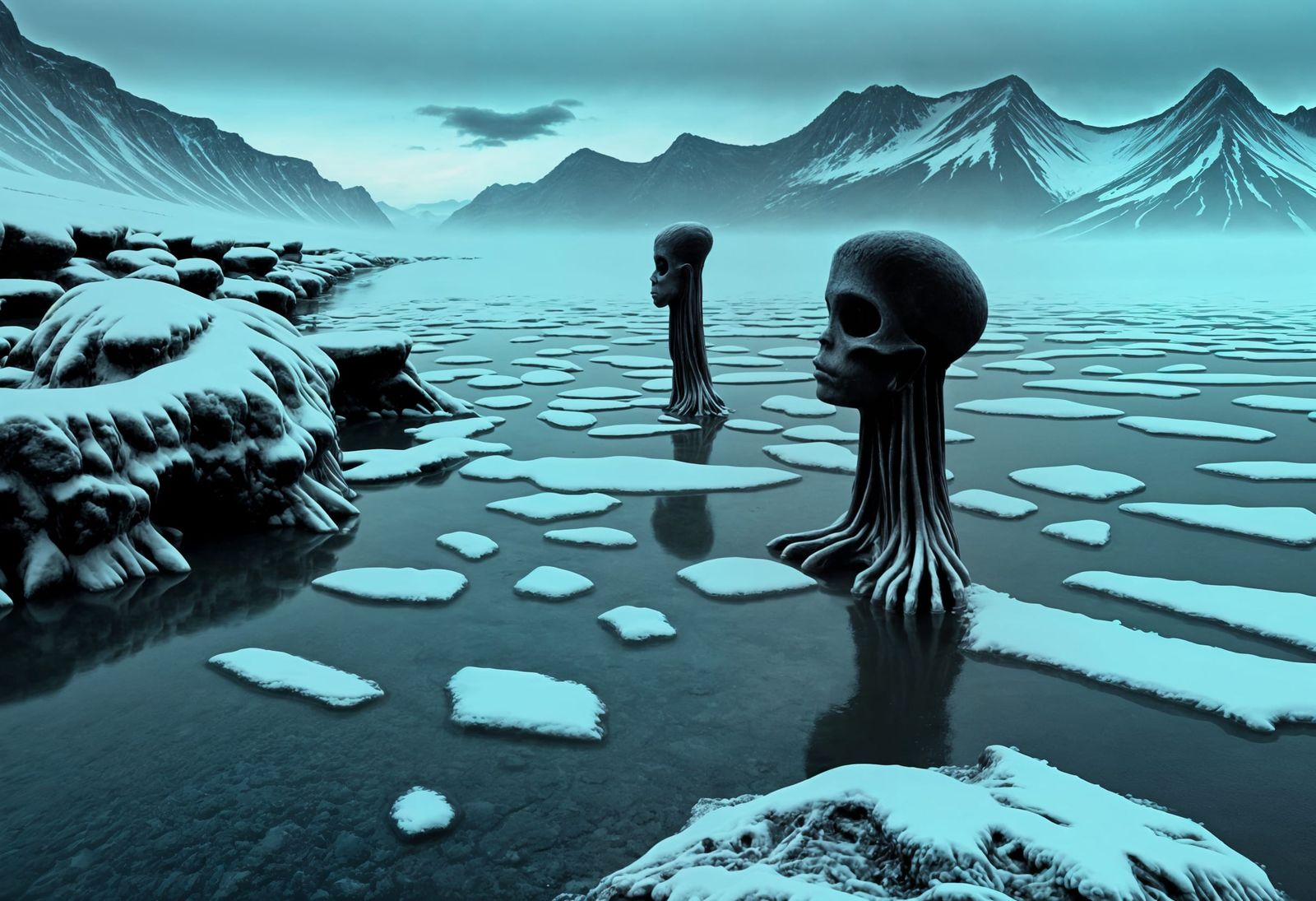 Frozen World - Ethereal Cyclops Realm in Mystical Landscape