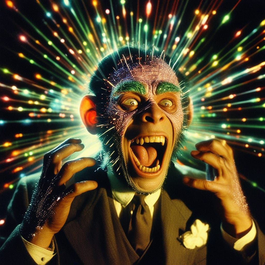 Man Transforms into Primate in Dieselpunk Lab Acci... - AI Art