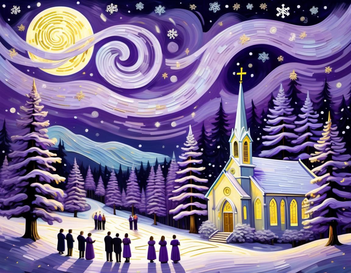 A church choir, singing at altar, nestled in the palm of a gentle ...