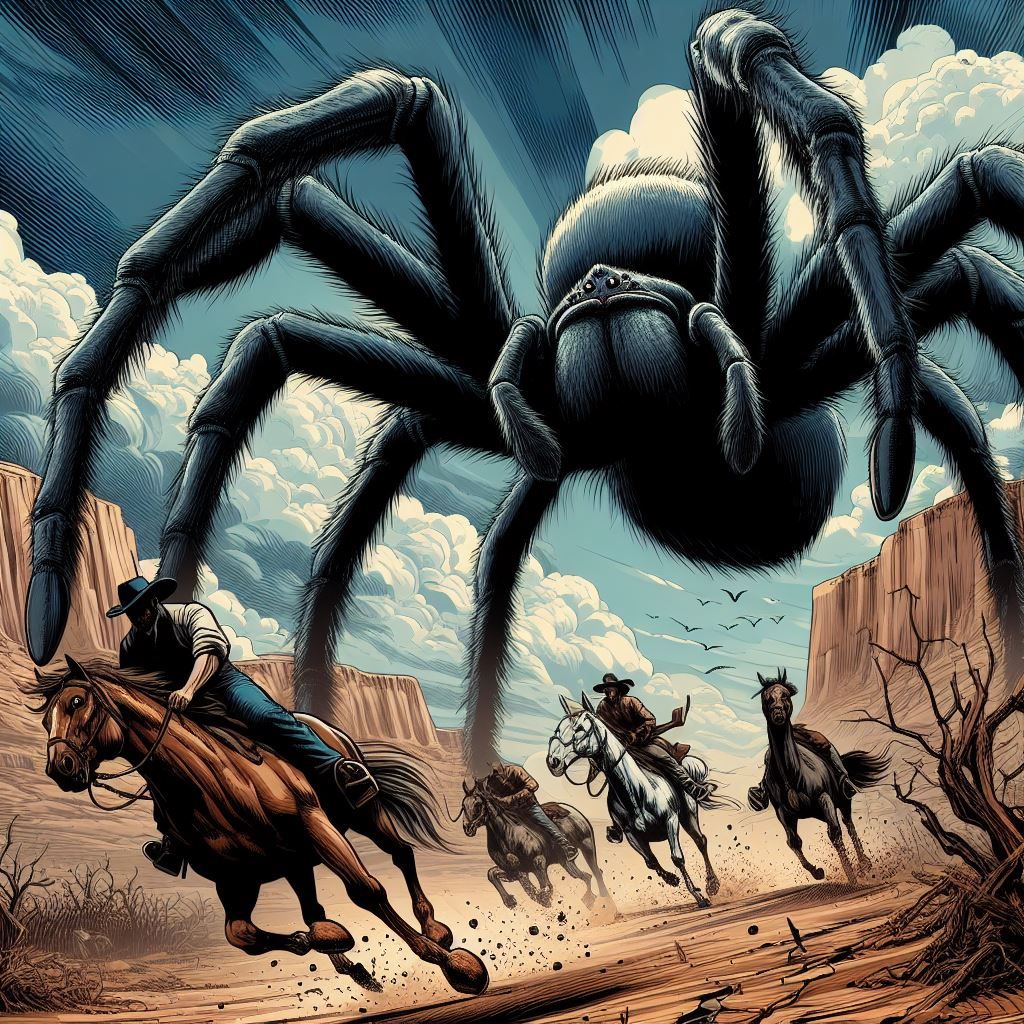Cowboys vs. Tarantula! - AI Generated Artwork - NightCafe Creator
