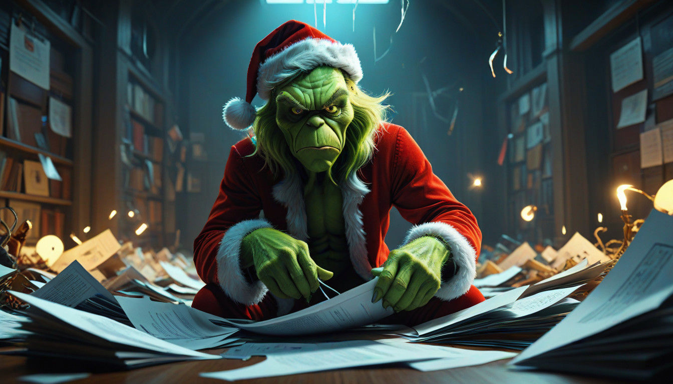 Menacing Grinch Cracks Open Department of Educatio... - AI Art