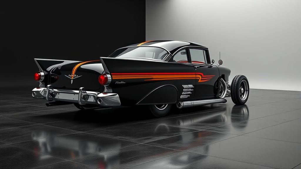 Retro-Futuristic Hot Rods: Sleek, Chromed-Out Vint... - AI Art