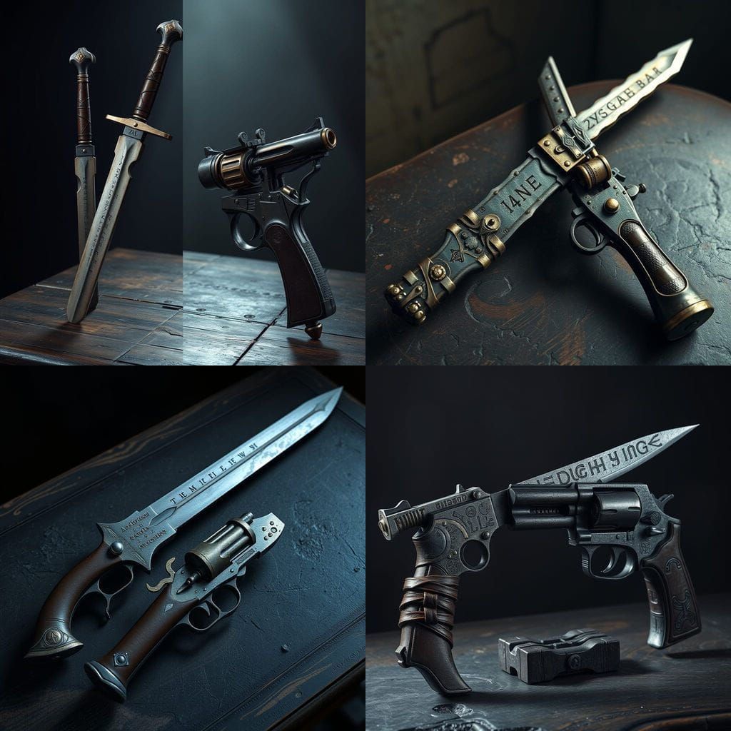 Ancient Arcane Trick Weapon in Dark Fantasy Style - AI Art