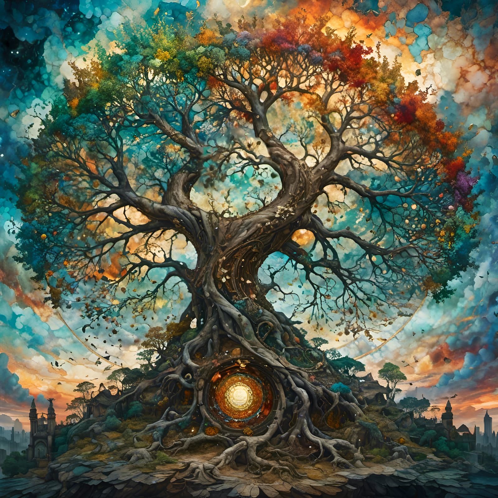 tree of life made out of shattered stained glass - AI Generated Artwork ...