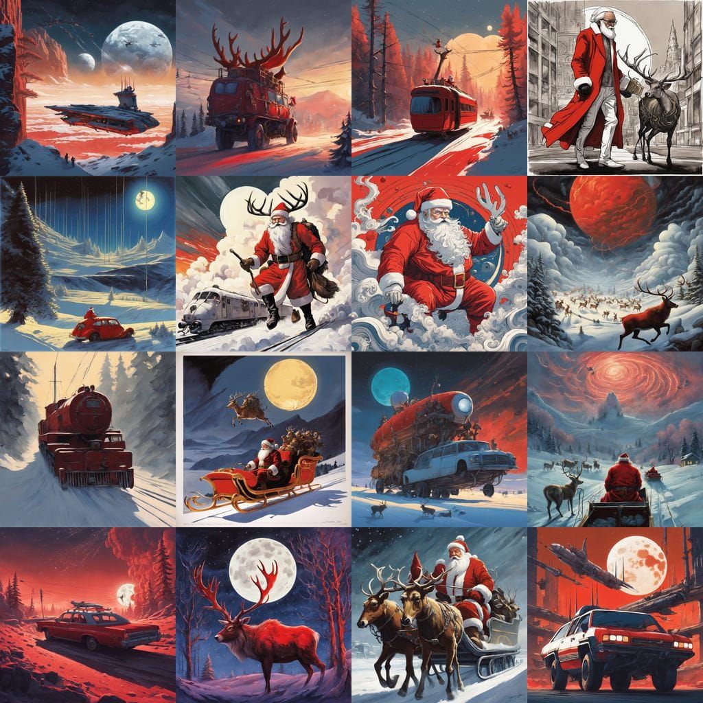 Santa Claus Evades Nuclear Threat in Mid-Air - AI Art