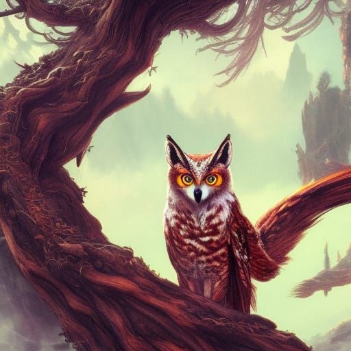 Fox + owl hybrid. what should we name it? (The species) - AI Generated ...
