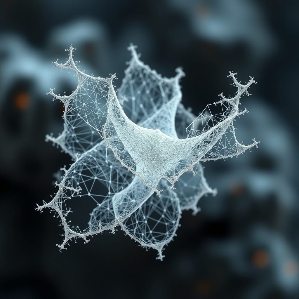 Fractal Mesh in 3D Space, Hyper Detailed Fine Stru... - AI Art