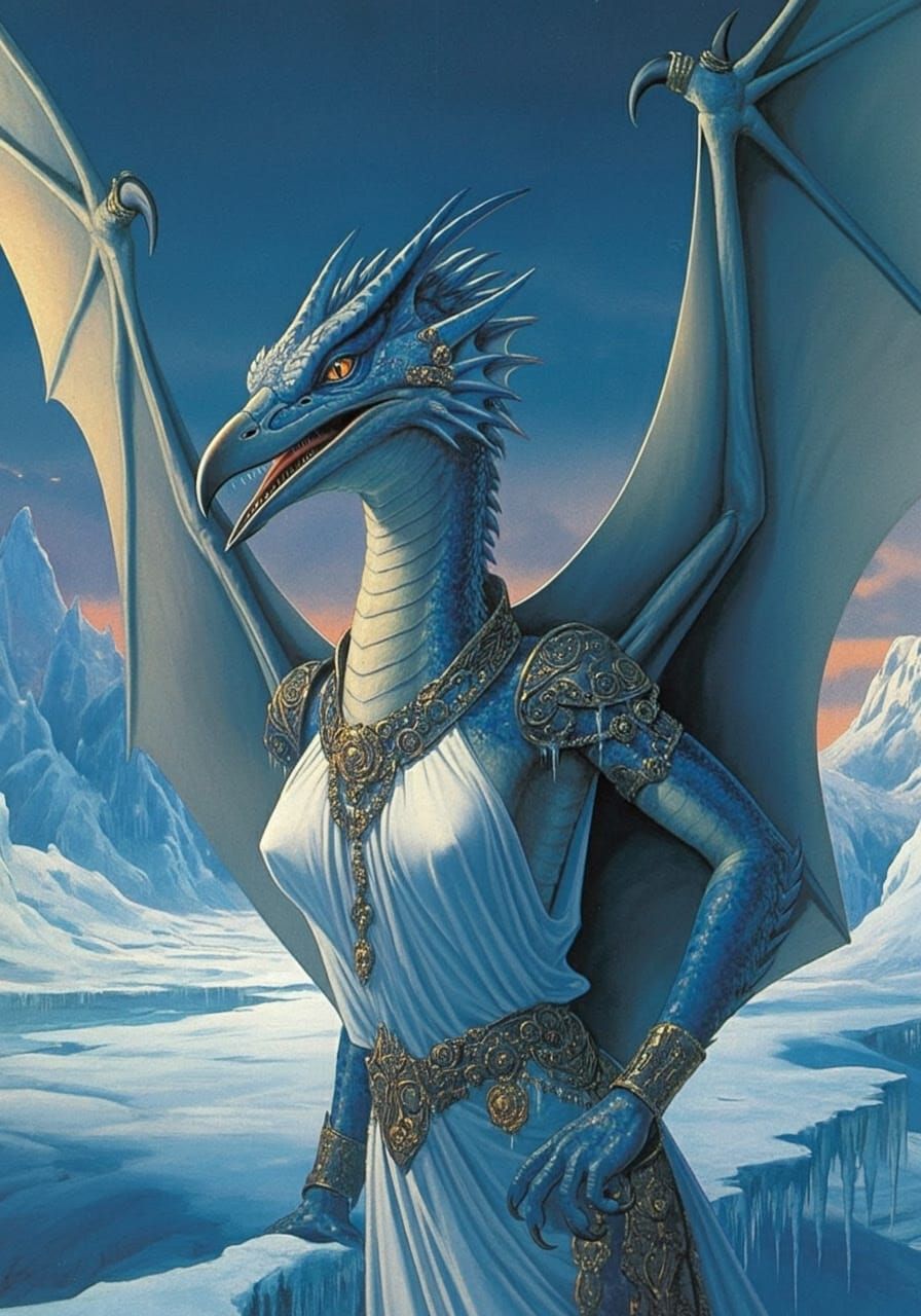 queen of the icecap - Elegant Blue Winged Alien Goddess of t...