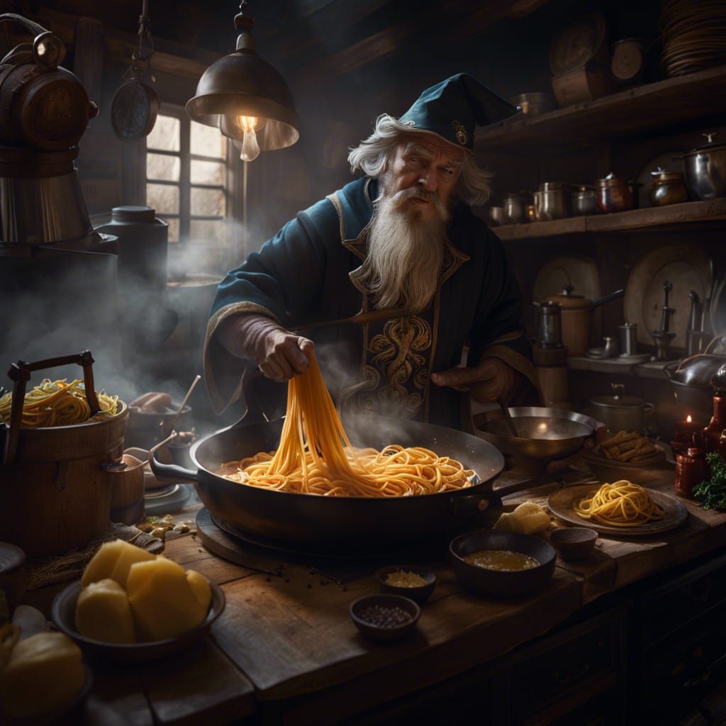 INSANE WIZARD COOKING PASTA 8K resolution HDR DSLR, ultra_detailed ...