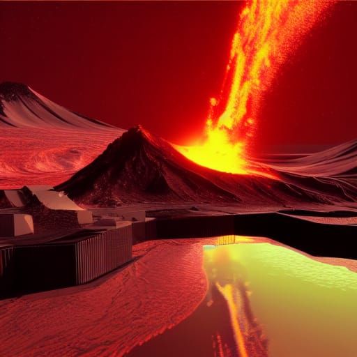 Asteroid Hits Volcano - AI Generated Artwork - NightCafe Creator