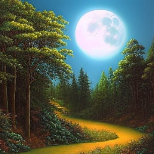 Moonlit Path - AI Generated Artwork - NightCafe Creator