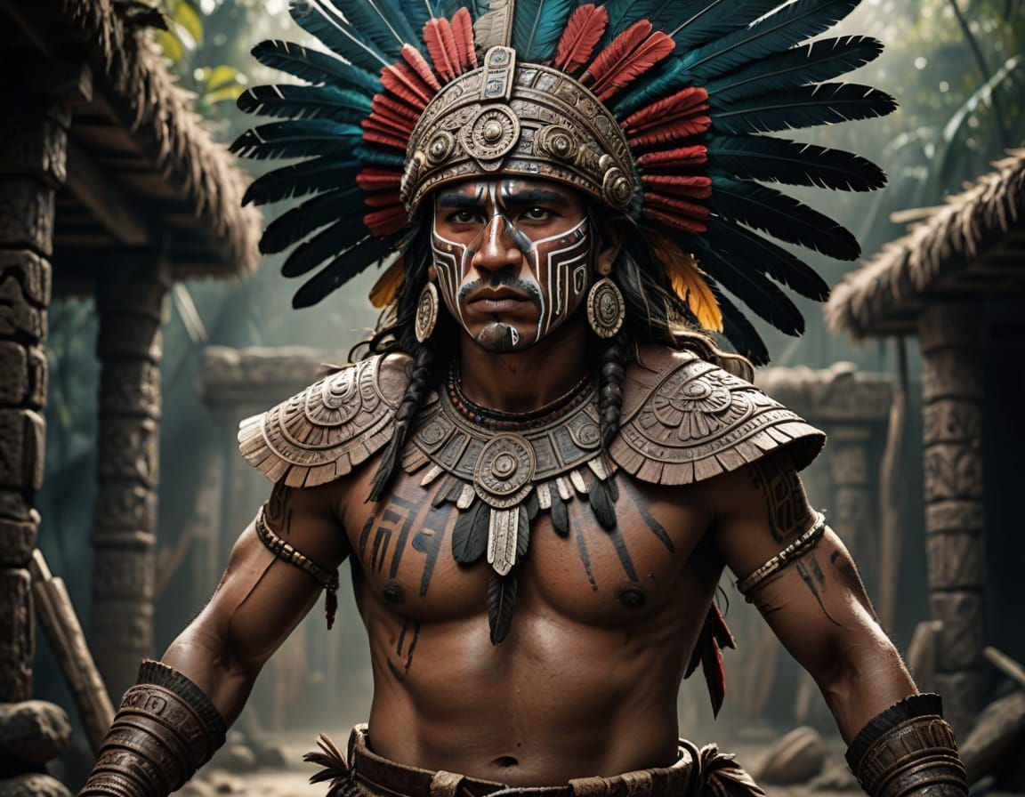 An Aztec warrior. - Aztec Warrior in Dynamic Action