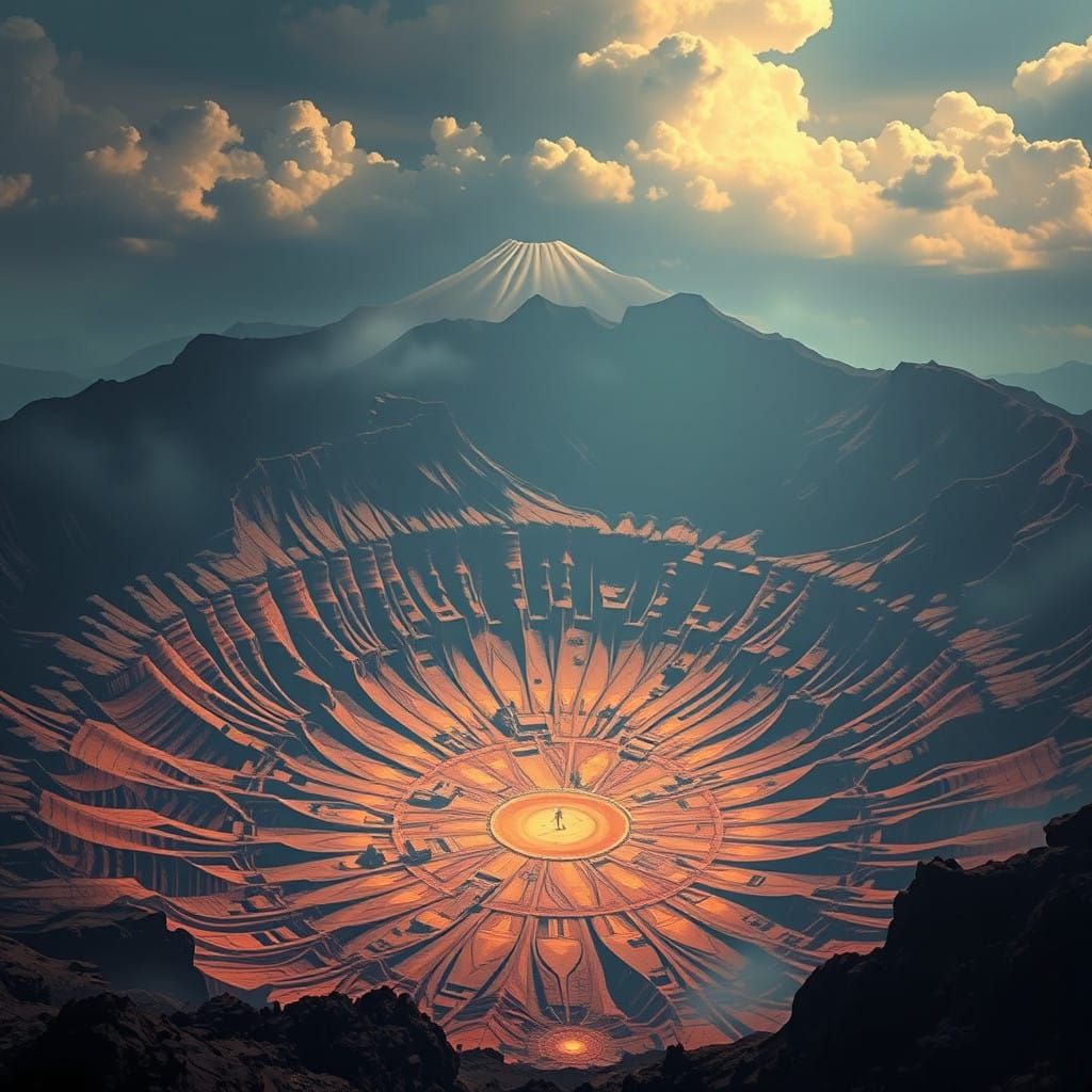 Intricate Caldera Logo in Bold Black and White - AI Art