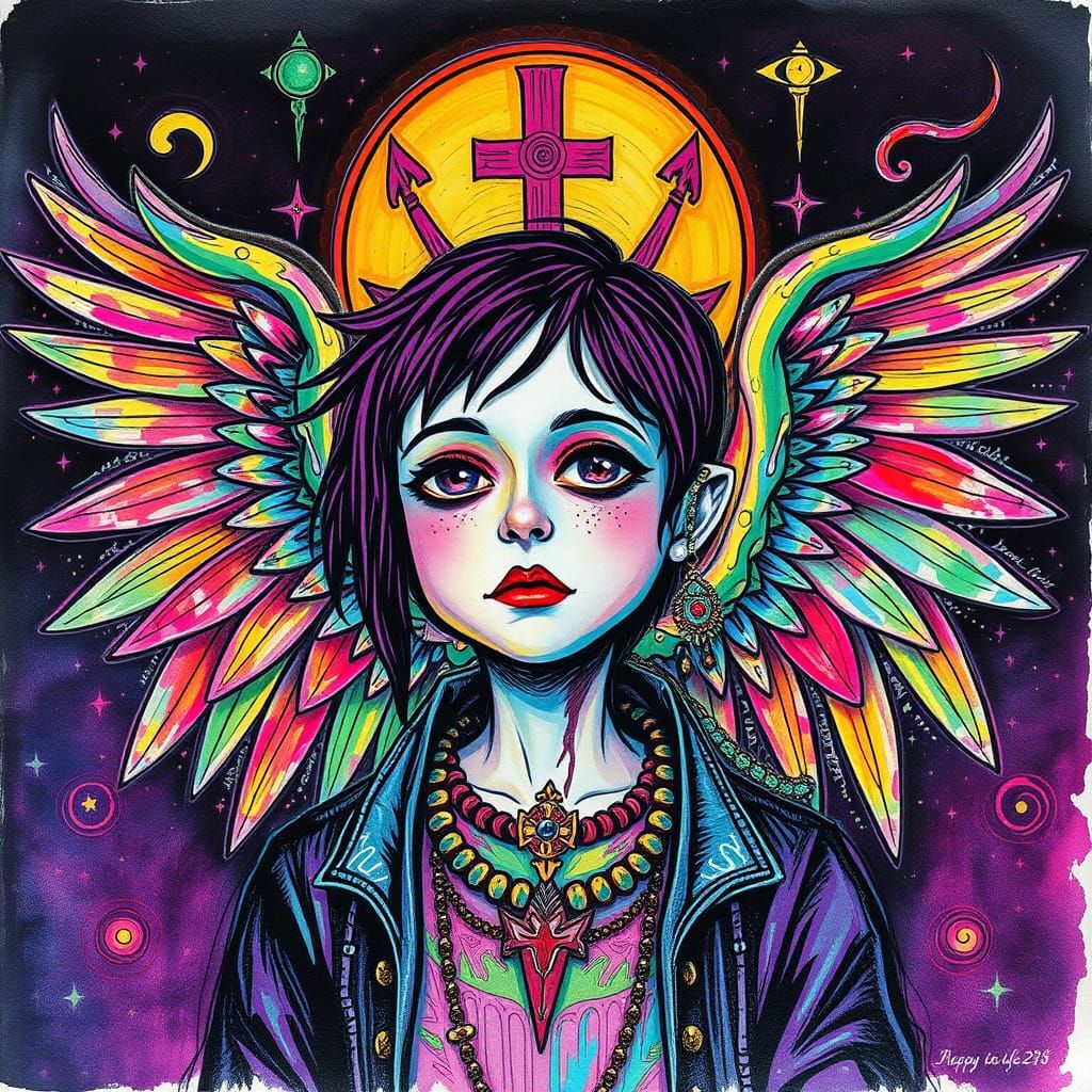 Redeem my demons Punk Faith Kids Crayon drawing of punk goth angels ...