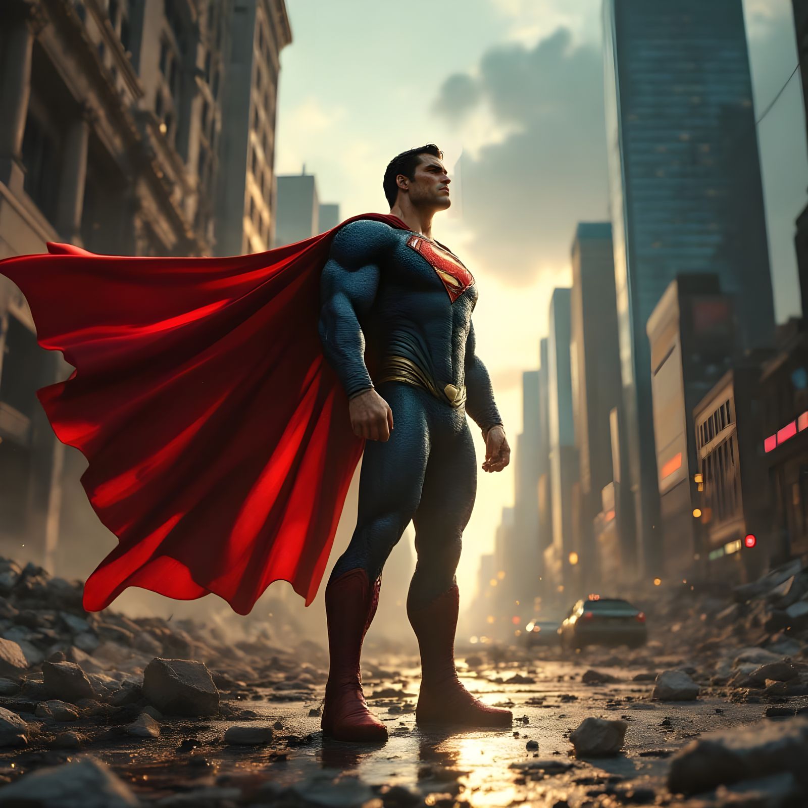 Superman - Heroic Superman Stands Defiant in the Golden Hour