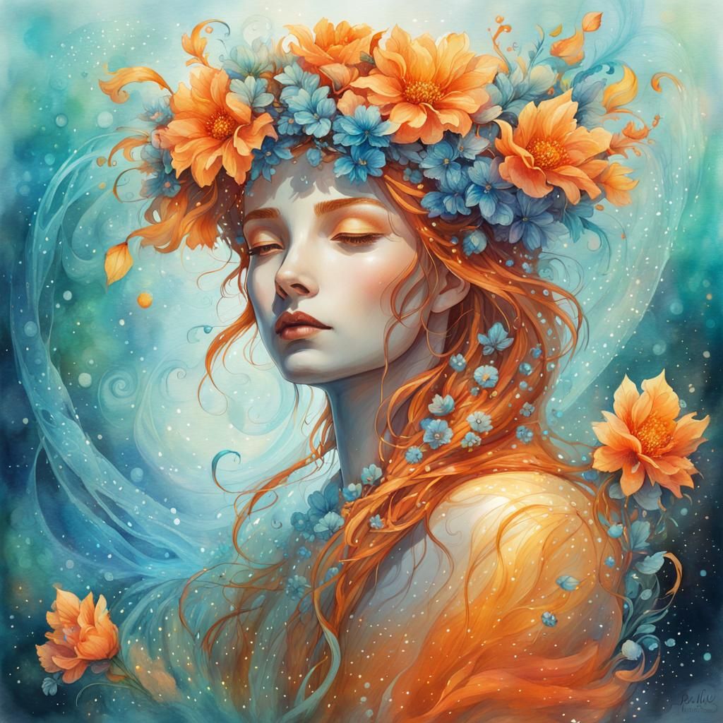 Orange magical woman - AI Generated Artwork - NightCafe Creator