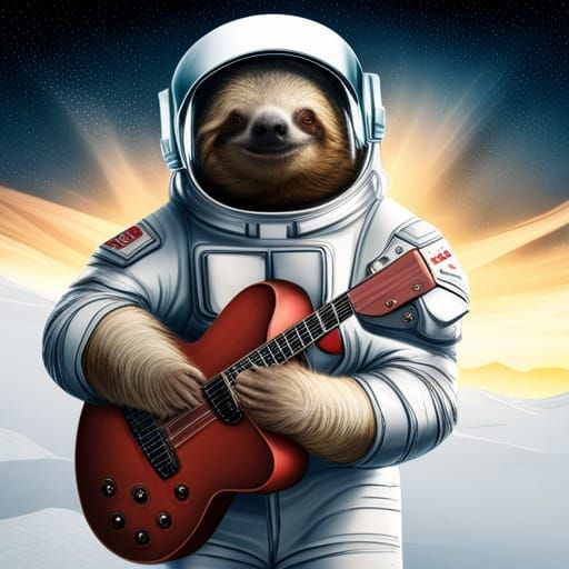 Astronaut sloth with a guitar - AI Generated Artwork - NightCafe Creator