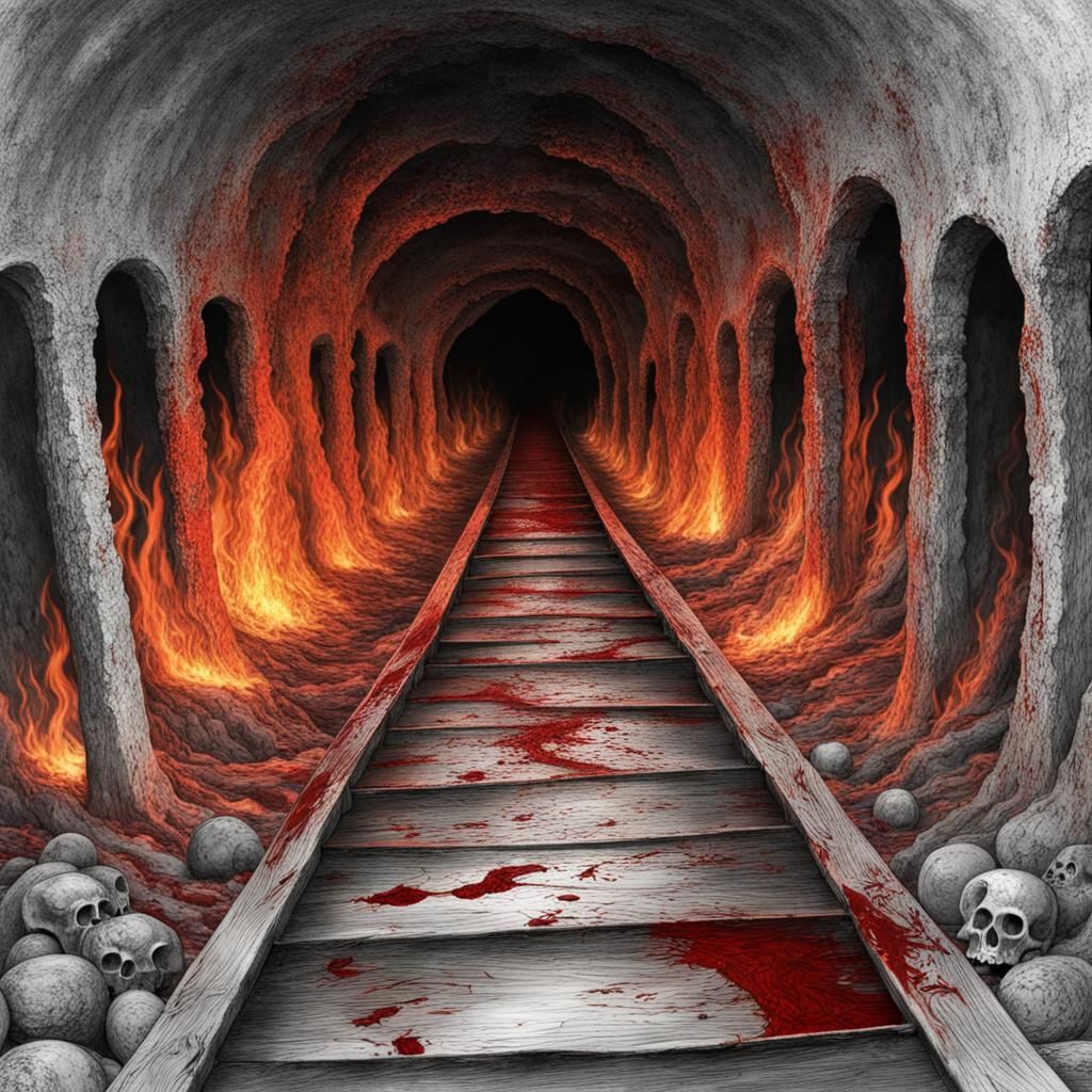 pathway to hell , blood , fire , agony - AI Generated Artwork ...