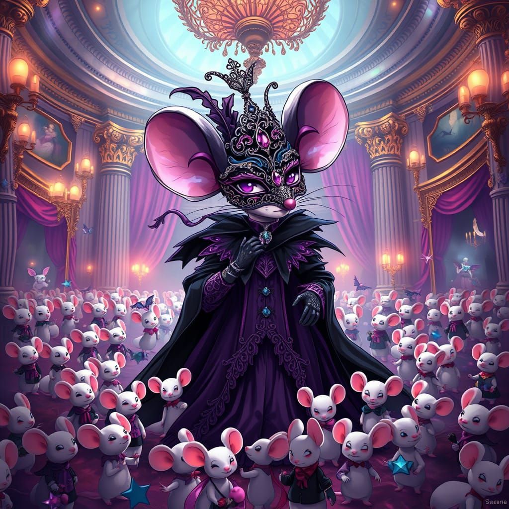 Massive goth mouse masquerade cavorting with their many fluffy cute ...