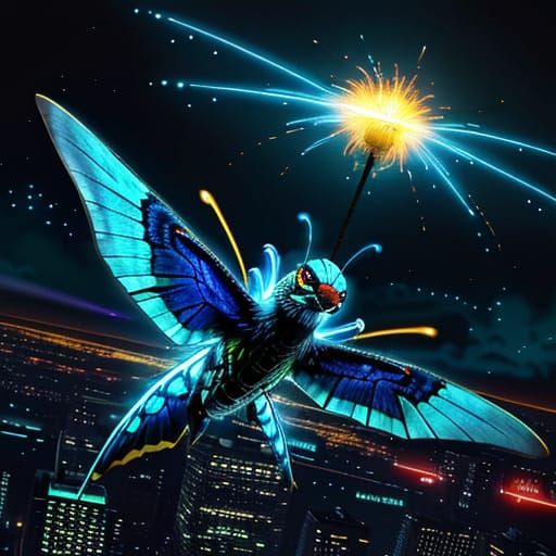Mothra Energy Beam - Mothra Unleashes Cosmic Power in Neon C...