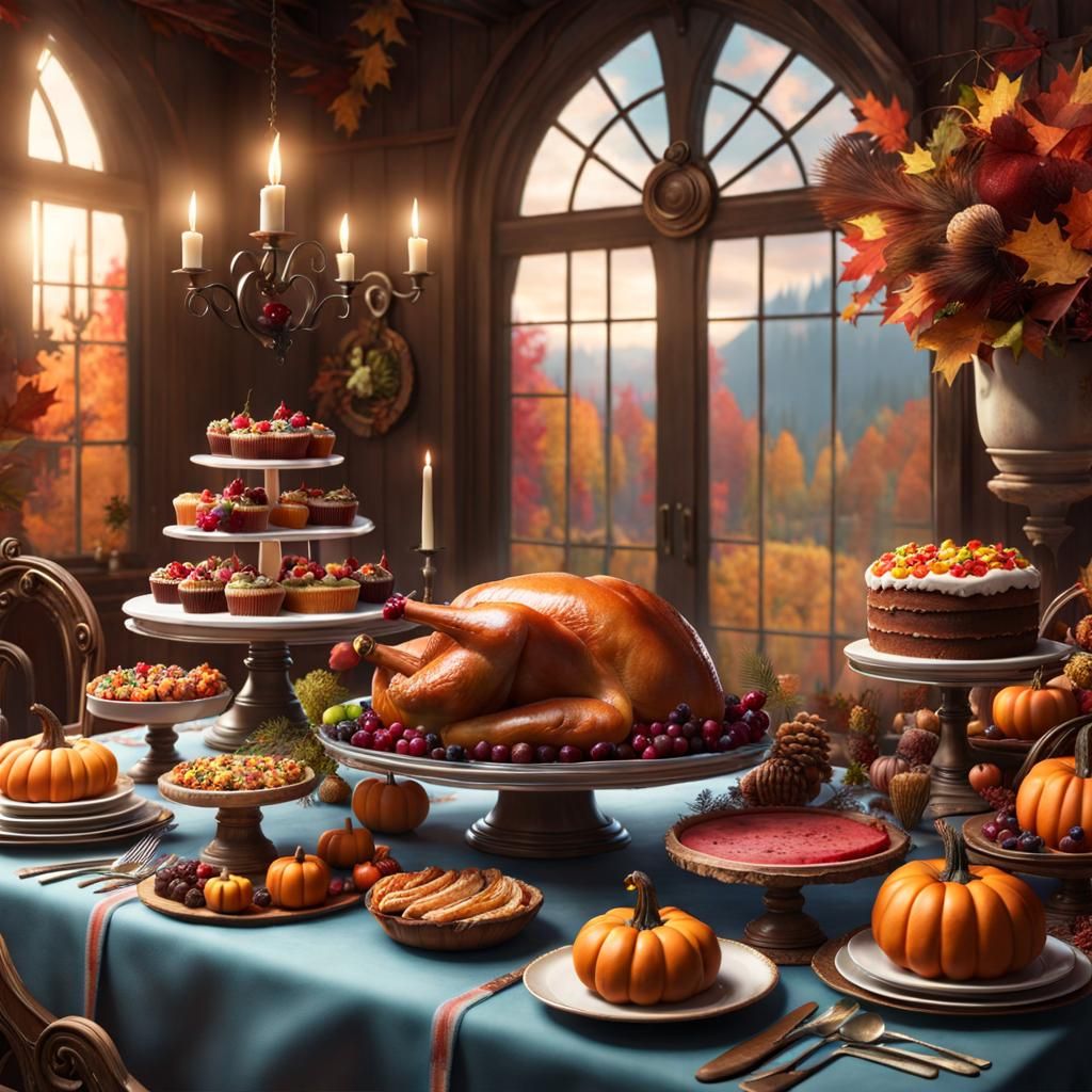 Classic Thanksgiving Dinner - AI Generated Artwork - NightCafe Creator