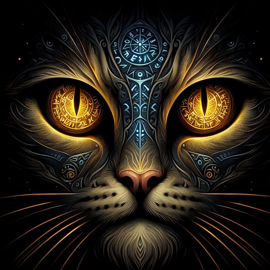 Mogget - Enchanted Feline Wizard in Dark Fantasy Style