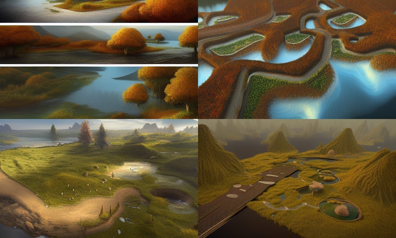 Natural landscapes, open world, trending on artstation, complex areas, earth art: (construction ...