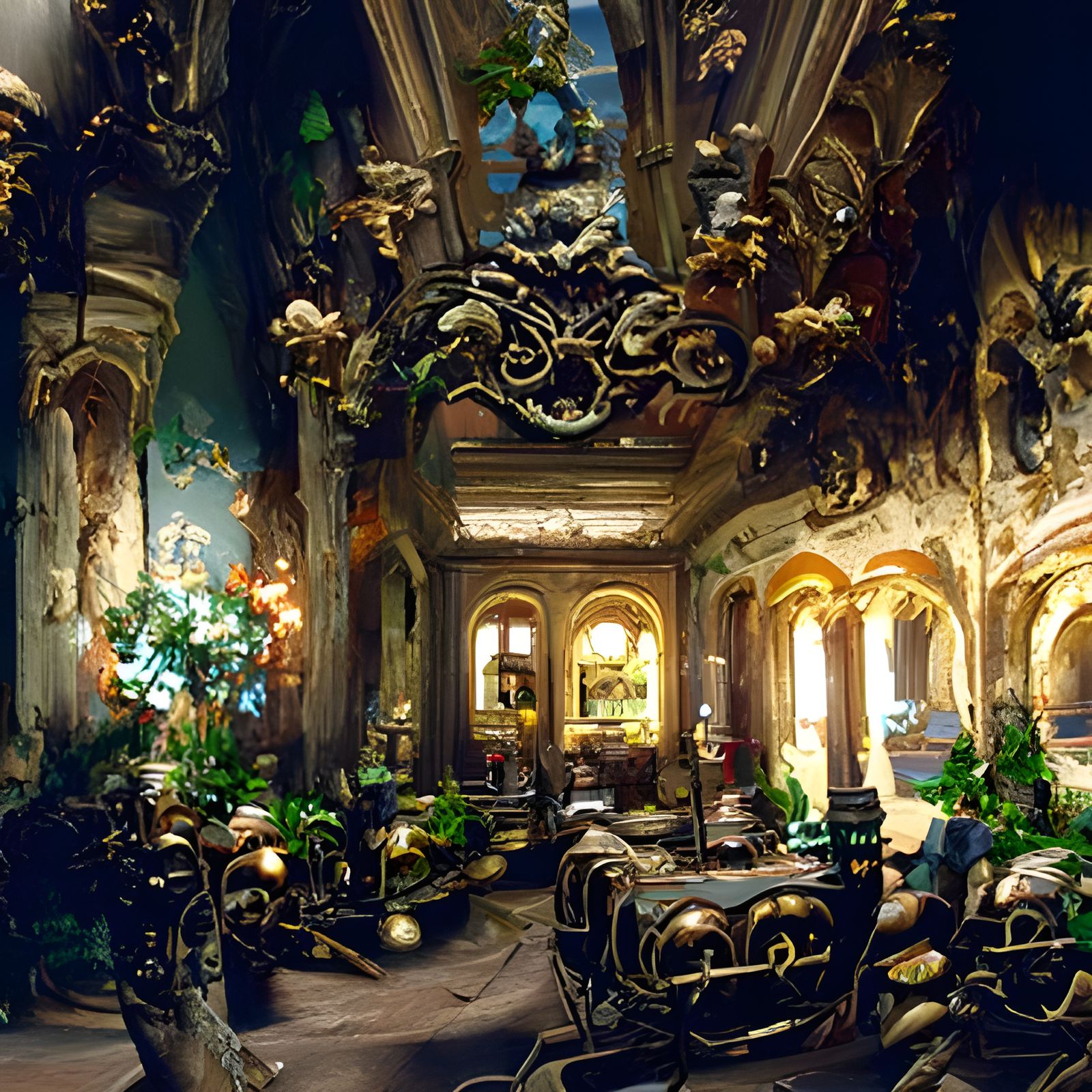 Baroque Hotel Lobby - AI Generated Artwork - NightCafe Creator