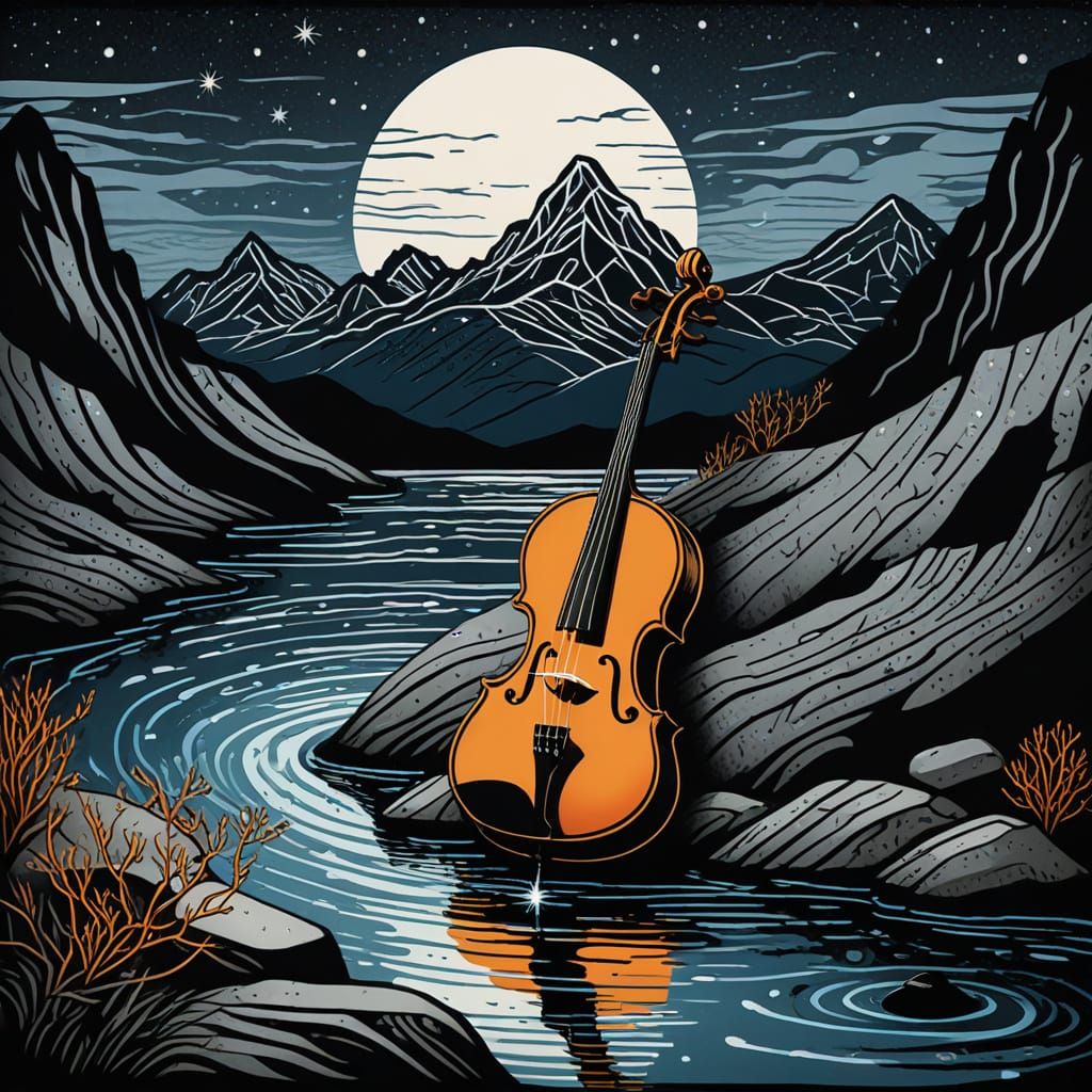 A magestic chain of mountains, above it, a mystic celestial sky, below ...