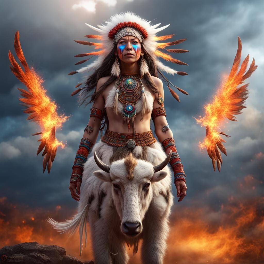 White buffalo woman transforms - AI Generated Artwork - NightCafe Creator