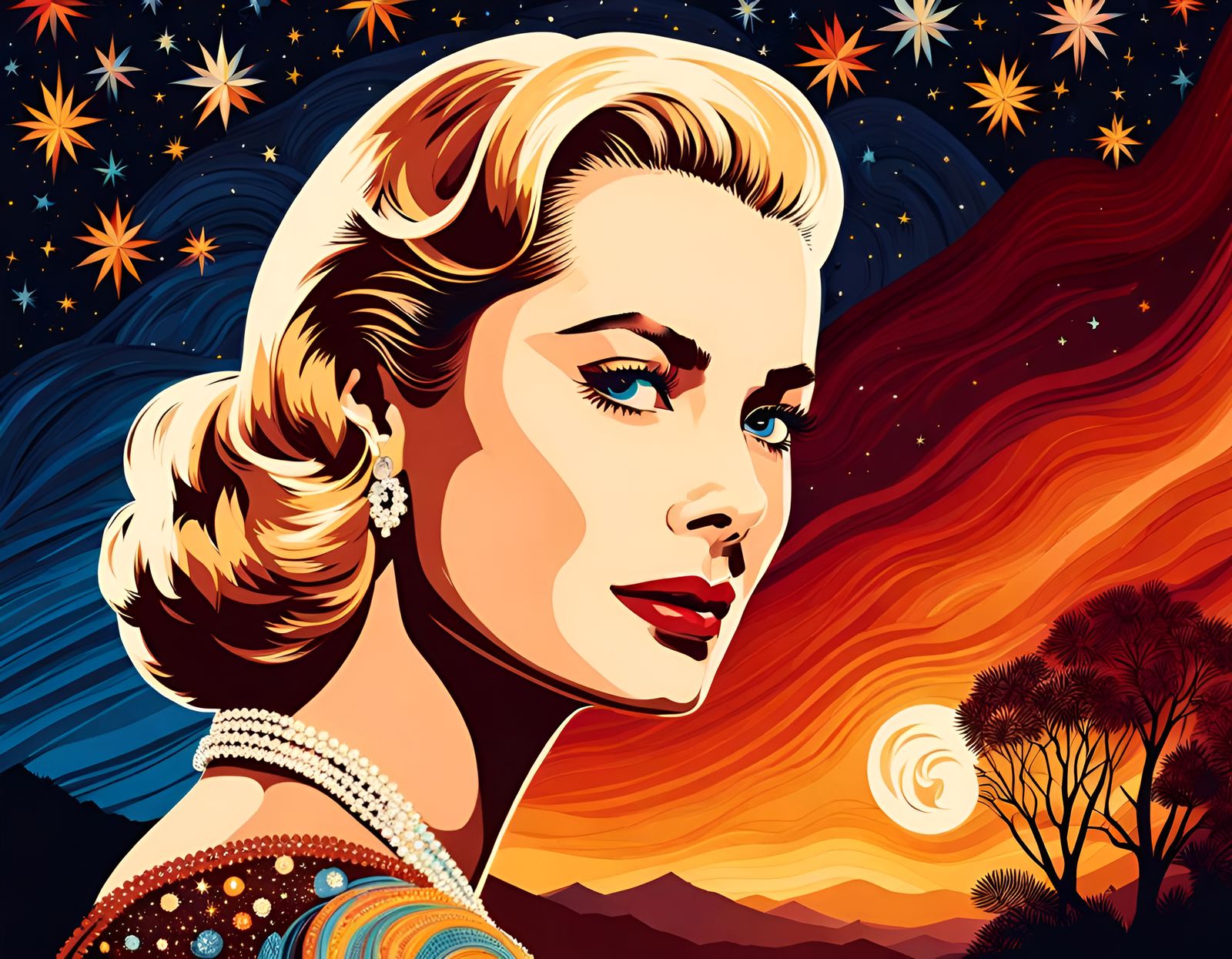 Moonlit Portrait of Grace Kelly. - AI Generated Artwork - NightCafe Creator