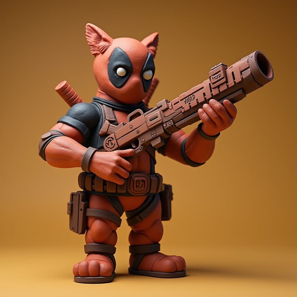 Regenerating Deadpool Sculpture in Terracotta Clay - AI Art