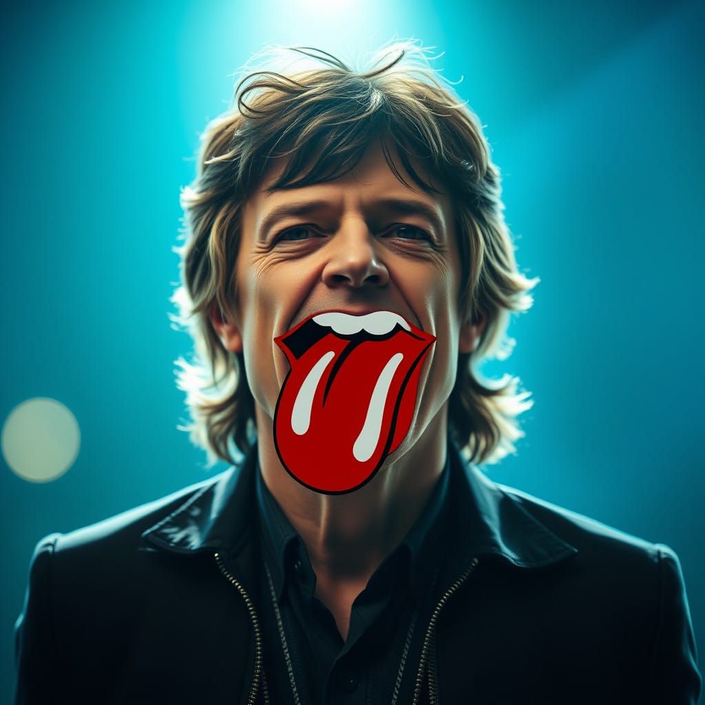Mick Jagger but with the rolling stones logo instead of his mouth.