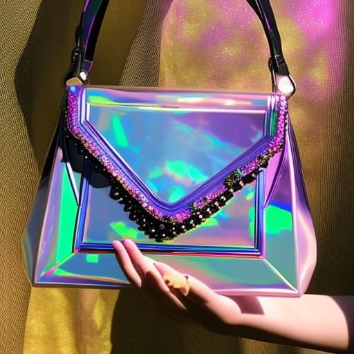 Ethereal purple holographic handbag with rainbow moonstones accents ...