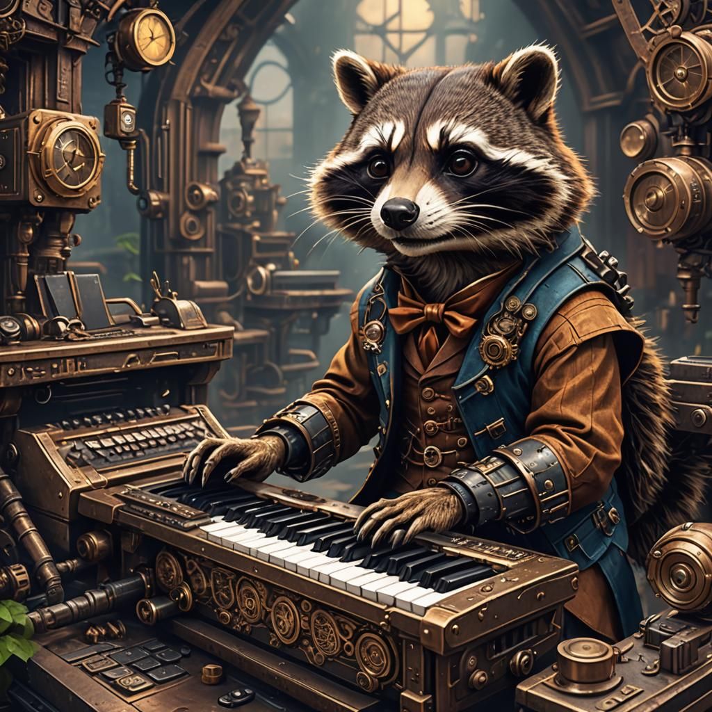 Steampunk Music #5 (Keyboard) - AI Generated Artwork - NightCafe Creator