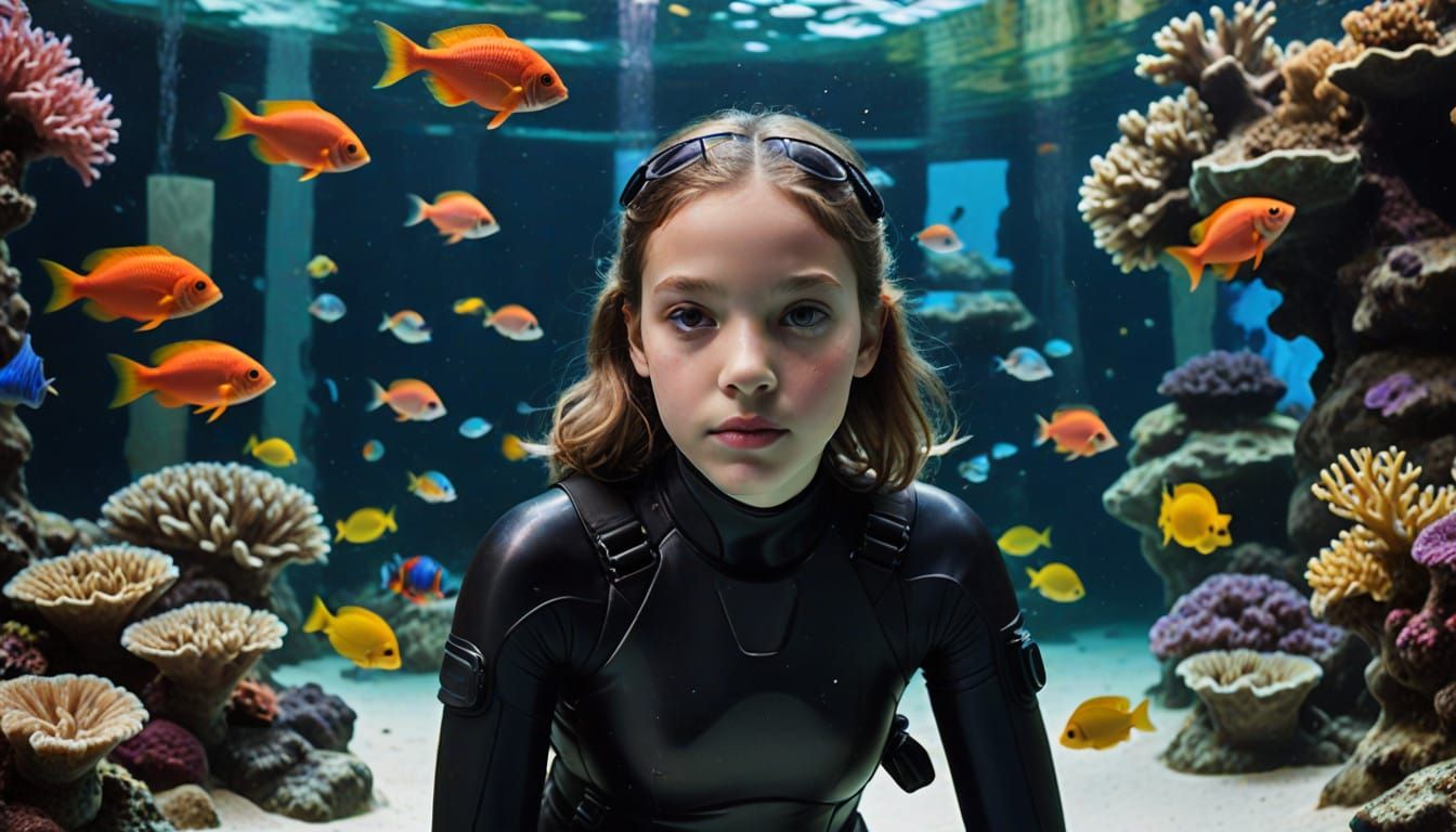 Girl Explores Underwater World in High-Tech Wetsui... - AI Art