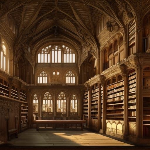 medieval monastery library - AI Generated Artwork - NightCafe Creator