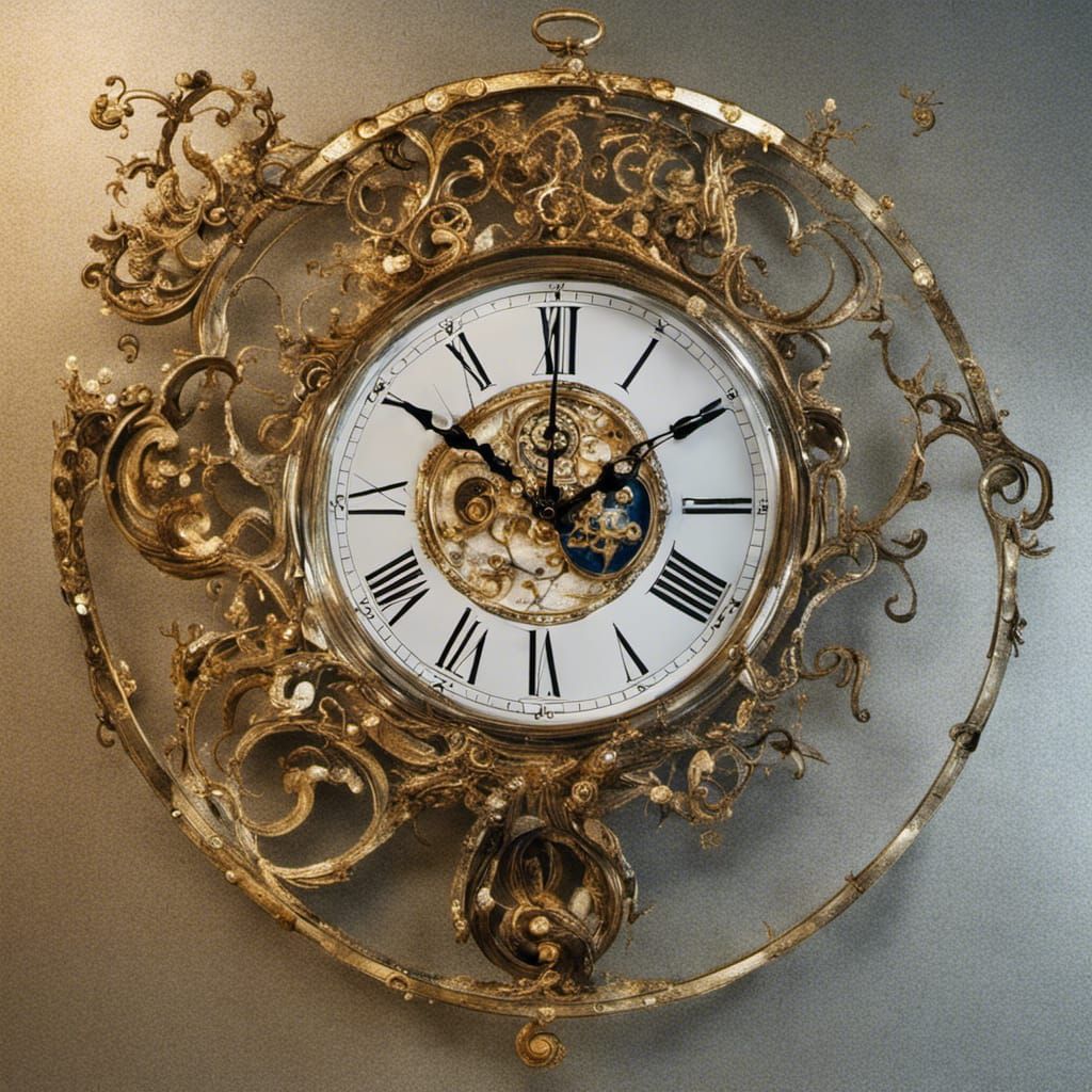 Golden filigree clock. - AI Generated Artwork - NightCafe Creator