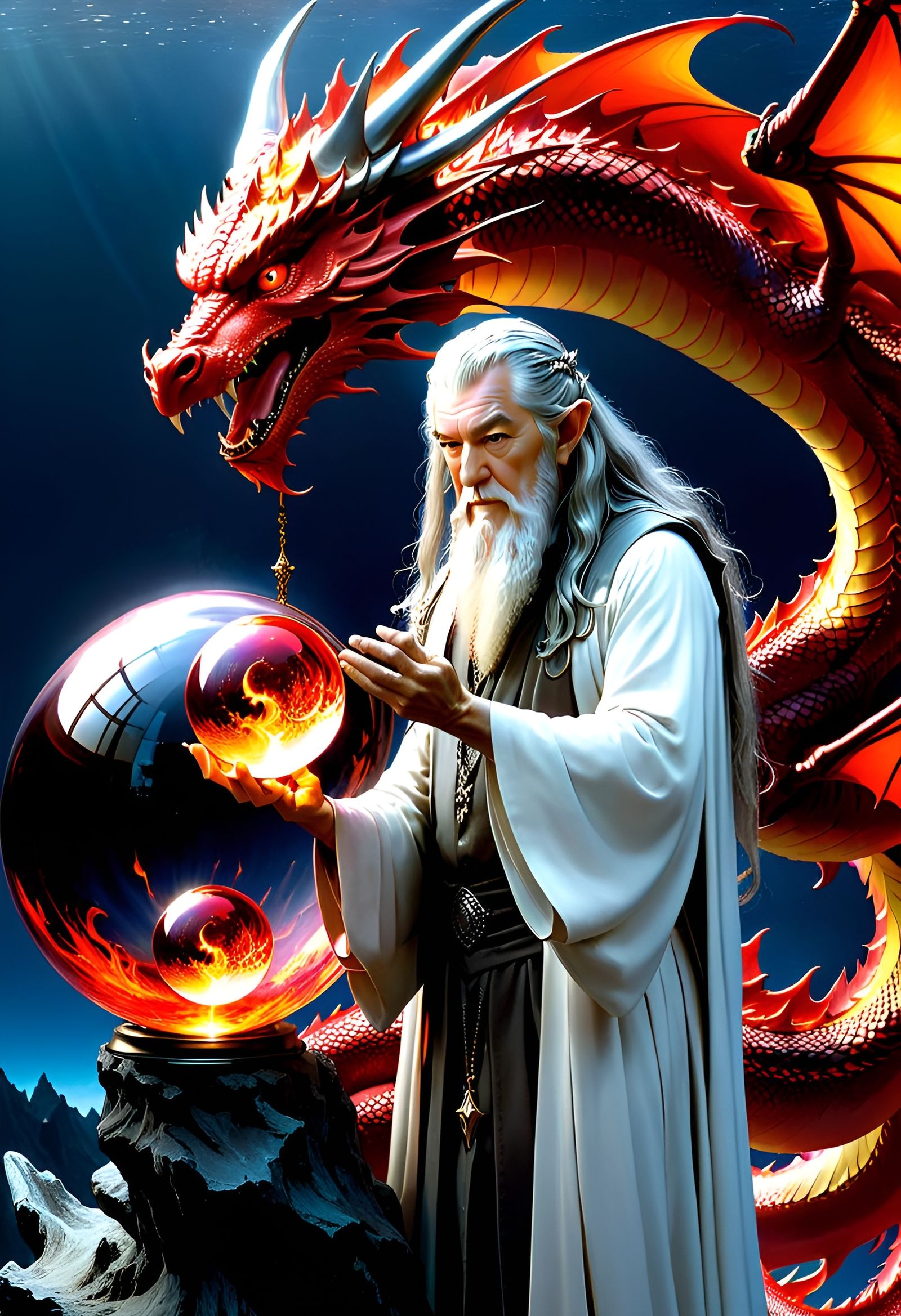 Gandalf Casting Dragon Spells - AI Generated Artwork - NightCafe Creator