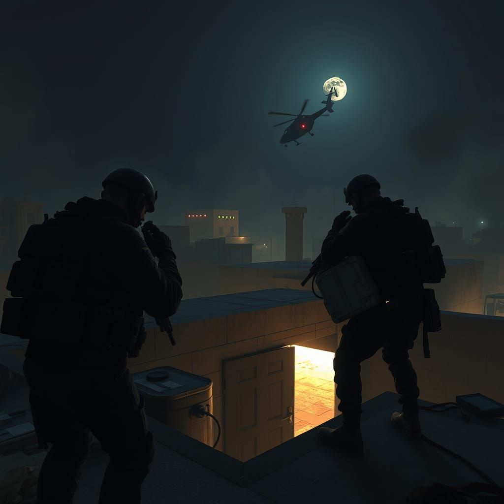 Rooftop Raid - Surreal Nighttime Raids in Baghdad Compound